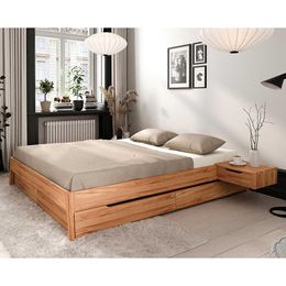 Pharao24.de Doppelbettgestell aus Kernbuche Massivholz modernem Design