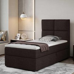 Pharao24.de Einzelbett Boxbett in Braun aus Webstoff
