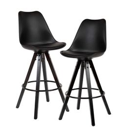 Pharao24.de Barstuhl Set schwarz mit Rückenlehne 77 cm Sitzhöhe (2er Set)