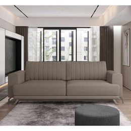 Pharao24.de Sofa Couch in Taupe mit Armlehnen
