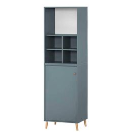 Pharao24.de Schmaler Aktenschrank in Petrol und Eichefarben herausnehmbarem Regalkreuz