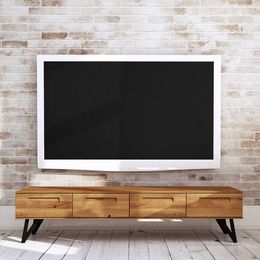 Pharao24.de TV Lowboard aus Wildeiche Massivholz und Stahl vier Schubladen