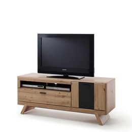 Pharao24.de TV Lowboard in Eiche Optik und Dunkelgrau modern