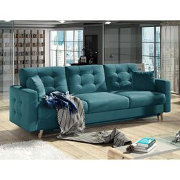 Pharao24.de Sofa Dreisitzer Sofa in Petrol aus Samt