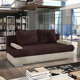 Pharao24.de Schlafsofa Couch in Dunkelbraun und Cremeweiß
