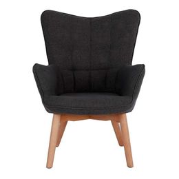 Pharao24.de Wohnzimmer Sessel in Dunkelgrau Webstoff Skandi Design