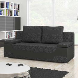 Pharao24.de Schlafsofa Zweisitzer Sofa in Dunkelgrau mit Schlaffunktion