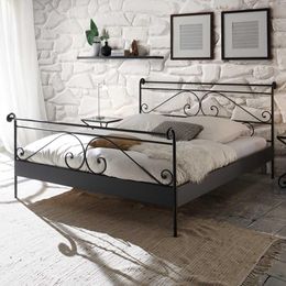 Pharao24.de Vintage Doppelbett in Schwarz Metall
