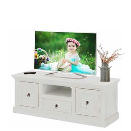 Pharao24.de Fernsehlowboard weiß aus Mangobaum Massivholz Landhausstil