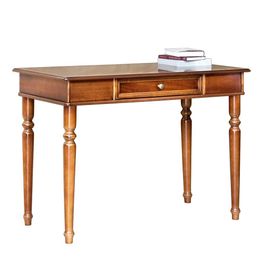 Pharao24.de Schreibtisch mit Schublade in Nussbaumfarben klassischen Stil