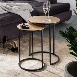 Pharao24.de Moderne Beistelltische Sofa in Messingfarben Schwarz (zweiteilig)