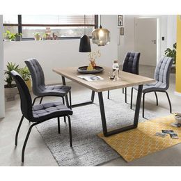 Pharao24.de Esszimmer Sitzgruppe in Sonoma Eiche und Grau Loft Design (fünfteilig)