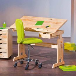 Pharao24.de Funktionsschreibtisch für Schulkinder Kiefer Massivholz