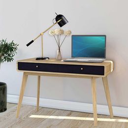 Pharao24.de Designschreibtisch in Schwarz und Eichefarben Vierfußgestell