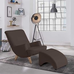Pharao24.de Sessel braun Kunstleder in modernem Design Vierfußgestell aus Holz