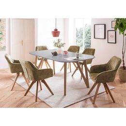 Pharao24.de Esszimmersitzgruppe im Skandi Design gepolsterter Rückenlehne (siebenteilig)