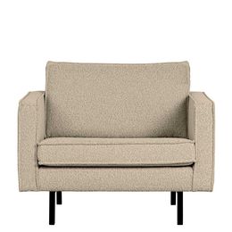 Pharao24.de Clubsessel Retro in Beige und Schwarz Boucle Stoff und Metall
