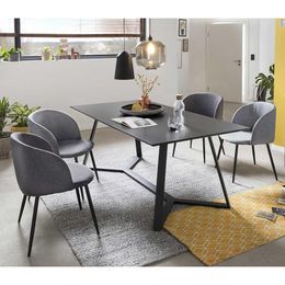Pharao24.de Esszimmer Gruppe in Anthrazit und Grau Loft Design (fünfteilig)