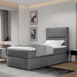 Pharao24.de Einzelbett Bett in Grau aus Webstoff