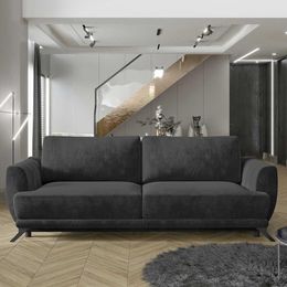 Pharao24.de Sofa Dreisitzer in Dunkelgrau aus Chenillegewebe