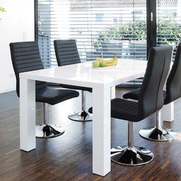 Pharao24.de Esszimmer Sitzgruppe inklusive vier Hochlehner Stühle Schwarz und Chrom (fünfteilig)
