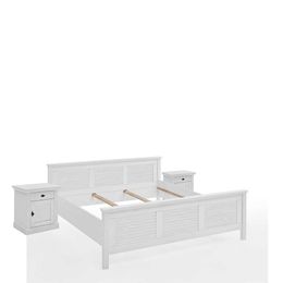 Pharao24.de Weißes Landhausbett aus Kiefer Massivholz 94 cm Kopfteil