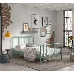 Pharao24.de Metallbett modern in Grün matt pulverbeschichtet