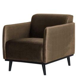 Pharao24.de Retro Polstersessel in Taupe Samt 60 cm Sitztiefe