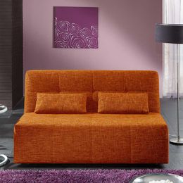 Pharao24.de Moderne Klappcouch in Orange meliert Bettkasten
