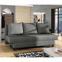 Pharao24.de Schlafsofa Schlafcouch in Dunkelgrau 40 cm Sitzhöhe