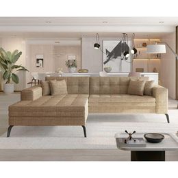 Pharao24.de Ecksofa Couch mit Armlehnen in Beige