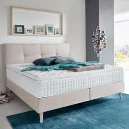 Pharao24.de Springboxbett in Beige Webstoff Skandi Design