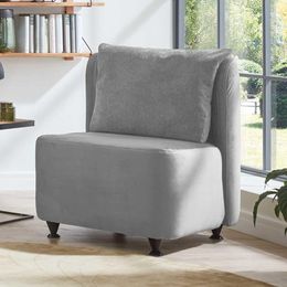 Pharao24.de Loft Sessel in Silbergrau Bezug aus Velours