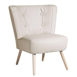 Pharao24.de Wohnzimmersessel Retro Beige aus Kunstleder Buche Massivholz