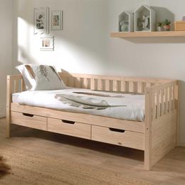 Pharao24.de Kojenbett mit Schubladen aus Kiefer Massivholz Skandi Design