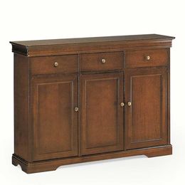 Pharao24.de Esszimmersideboard klassisch in Nussbaumfarben drei Schubladen und Türen