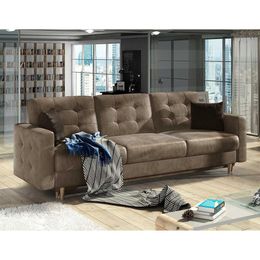 Pharao24.de Schlafsofa Sofa in Hellbraun aus Samt
