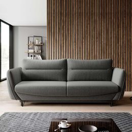 Pharao24.de Sofa Dreisitzer Sofa in Grau mit Faltmechanik