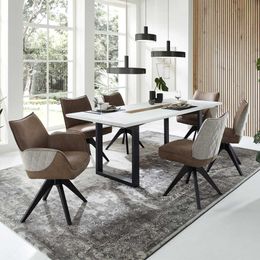 Pharao24.de Tischgruppe mit drehbaren Stühlen in modernem Design 6 Personen (siebenteilig)