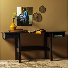 Pharao24.de Designschreibtisch in Schwarz Kiefer Massivholz