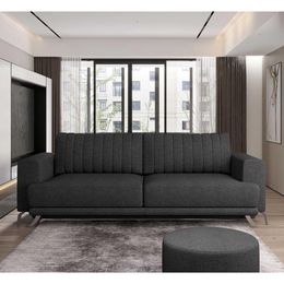 Pharao24.de Sofa Couch in Dunkelgrau aus Webstoff