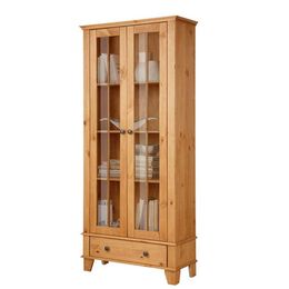 Pharao24.de Vitrine Standvitrine aus Kiefer Massivholz mit Glastüren