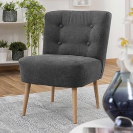 Pharao24.de Cocktailsessel Retro Anthrazit 78 cm hoch 58 cm breit