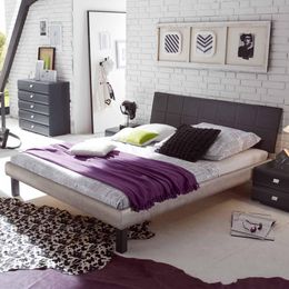 Pharao24.de Jugendbett mit Polsterkopfteil Beton Grau