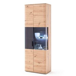 Pharao24.de Standvitrine in Eichefarben und Anthrazit 70 cm breit
