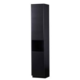 Pharao24.de Wohnzimmer Schrank 210 cm hoch Kiefer Massivholz schwarz teilmassiv