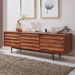 Pharao24.de Lowboard aus Sheesham Massivholz Loft Design