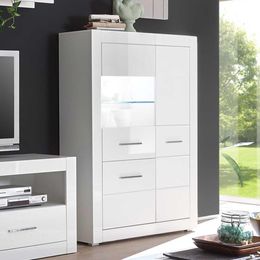 Pharao24.de Highboard Vitrine in Weiß Hochglanz 100 cm breit