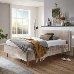 Pharao24.de Polsterbett Beige Boucle 140x200 cm inklusive Lattenrost