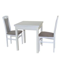 Pharao24.de Weiße Sitzgruppe mit zwei Stühlen klassischen Stil (dreiteilig)